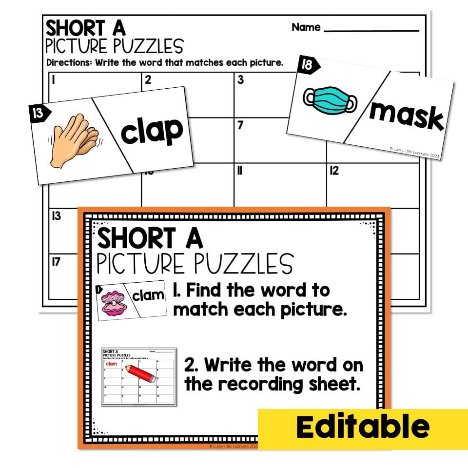Editable - Lucky to Learn Phonics - Short A - 2nd Grade Phonics Center ...