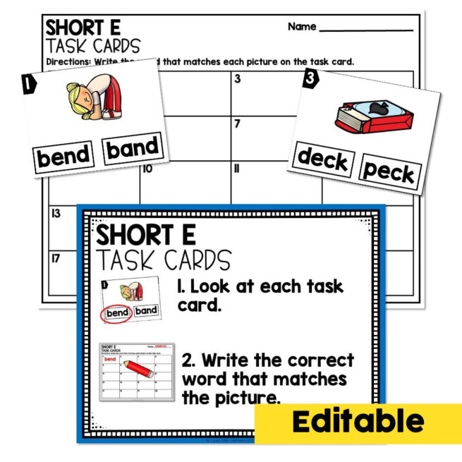 Editable - Lucky to Learn Phonics - Short E - 2nd Grade Phonics Center ...