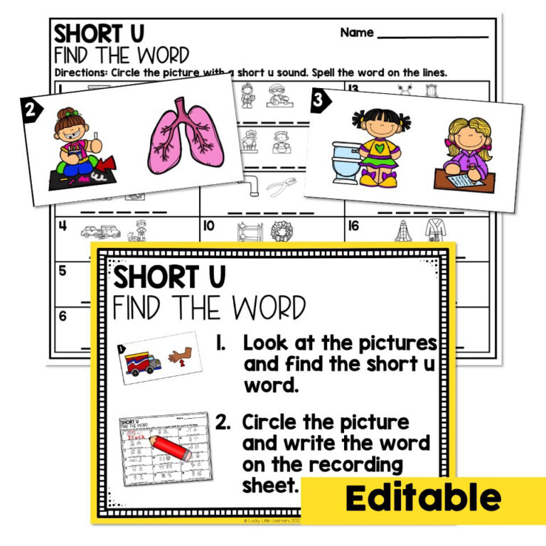 Editable - Lucky to Learn Phonics - Short U - 2nd Grade Phonics Center ...
