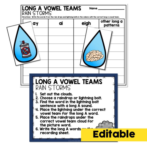 Editable - Lucky to Learn Phonics - Vowel Teams - Long A - 2nd Grade ...