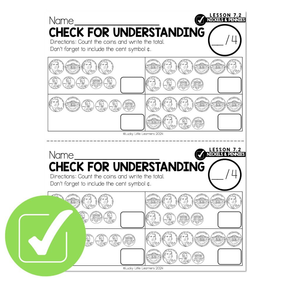 Lucky to Learn Math - 1st Grade - Lesson 7.2 - Nickels and Pennies ...