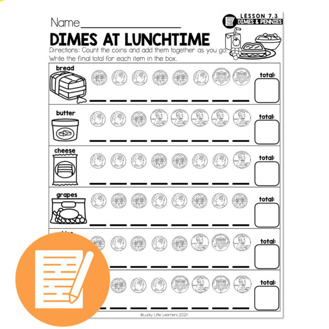 Lucky to Learn Math - 1st Grade - Lesson 7.3 - Dimes and Pennies ...