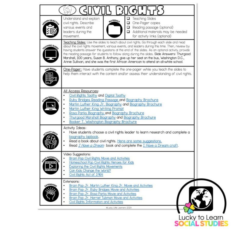 Lucky to Learn Social Studies - Civil Rights - Teacher's Guide - Lucky ...