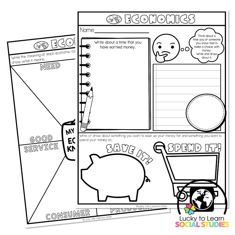 Lucky to Learn Social Studies - Economics - One-Pager - Lucky Little Learners