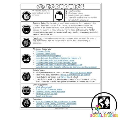 Lucky to Learn Social Studies - Economics - Teacher's Guide - Lucky ...