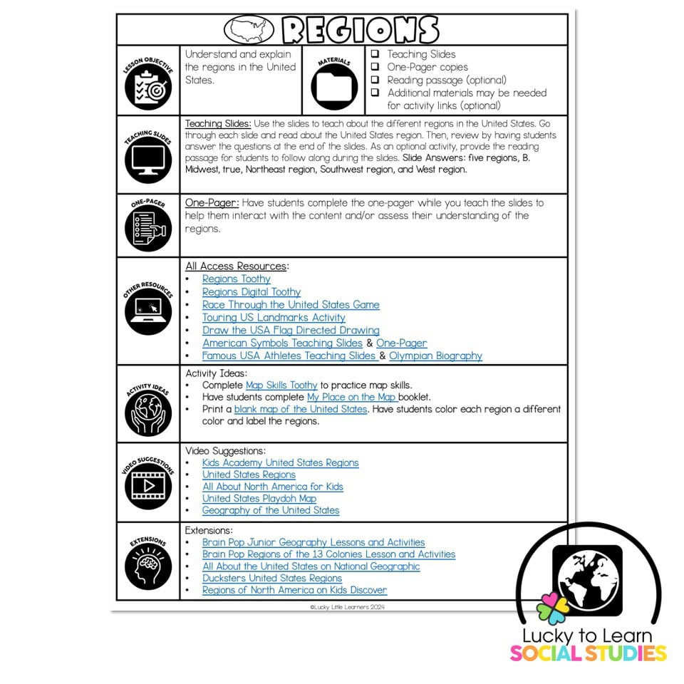 Lucky to Learn Social Studies - Regions - Teacher's Guide - Lucky ...