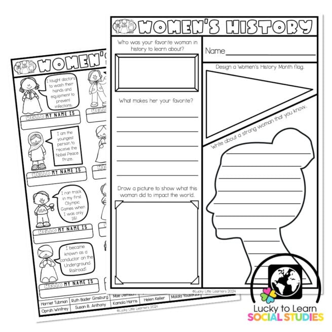 Lucky to Learn Social Studies - Women's History - One-Pager - Lucky ...