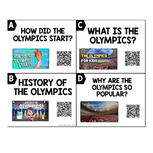 Summer Games - Social Studies - Video QR Code Task Cards - Lucky Little ...