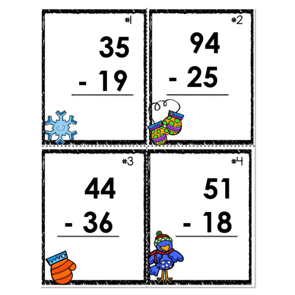 2-Digit Subtraction with Regrouping Scoot - Lucky Little Learners