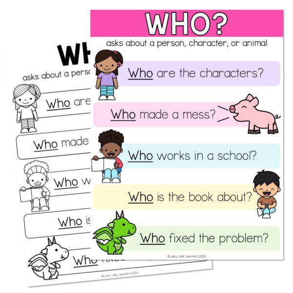 Asking Questions - Anchor Chart - Who - Lucky Little Learners