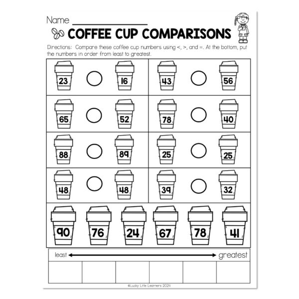 Coffee Shop Transformation - Math - Comparing Numbers - Coffee Cup ...