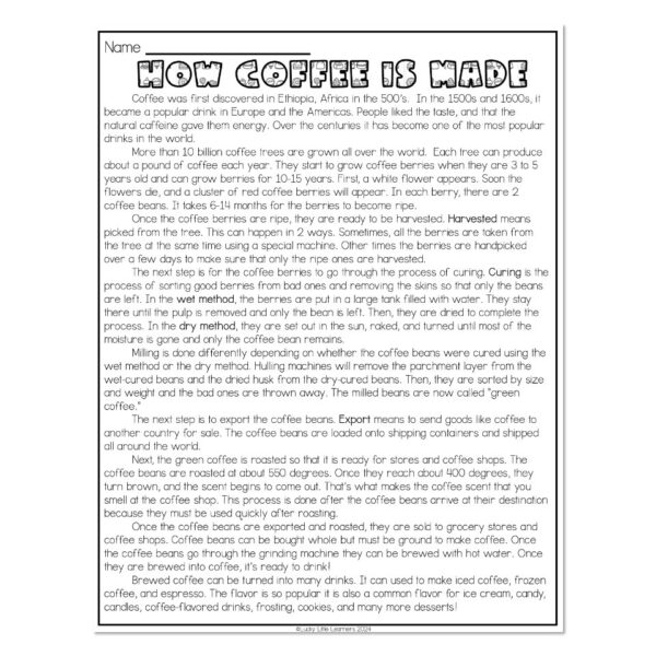 Coffee Shop Transformation - Science - Reading Passage - Lucky Little ...