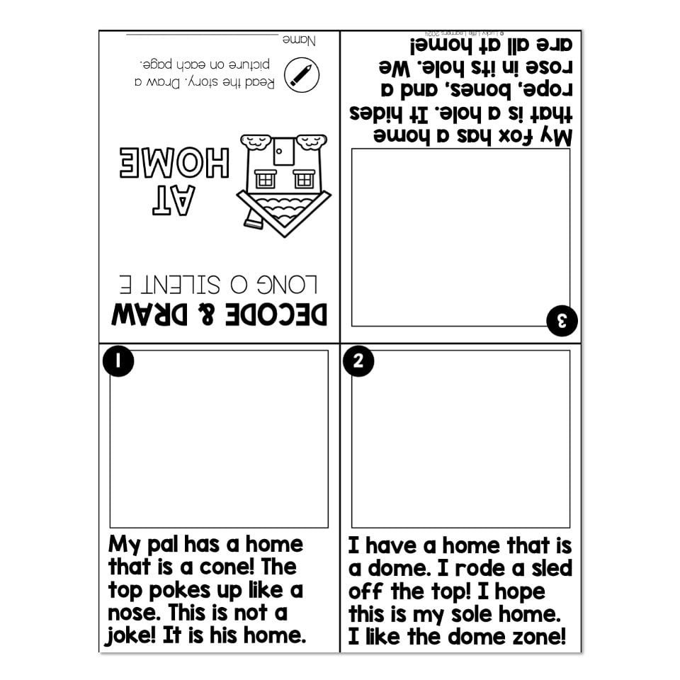 Decode and Draw - Long O Silent E - At Home - Lucky Little Learners