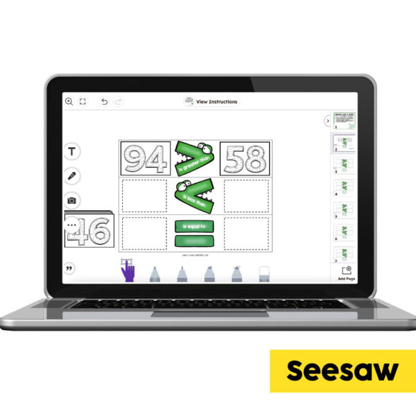 Digital Seesaw - 2nd Grade August Math Center - Greater and Less Than ...