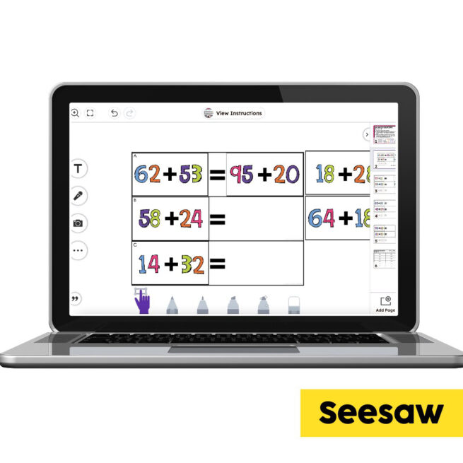 Digital Seesaw - 2nd Grade July Math Center - Balanced Equations ...
