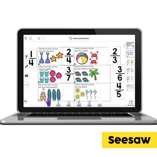 Digital Seesaw - 2nd Grade July Math Center - Fractions - Lucky Little ...