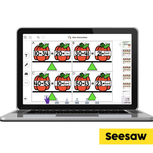 Digital Seesaw - 2nd Grade November Math Center - Balanced Equations ...