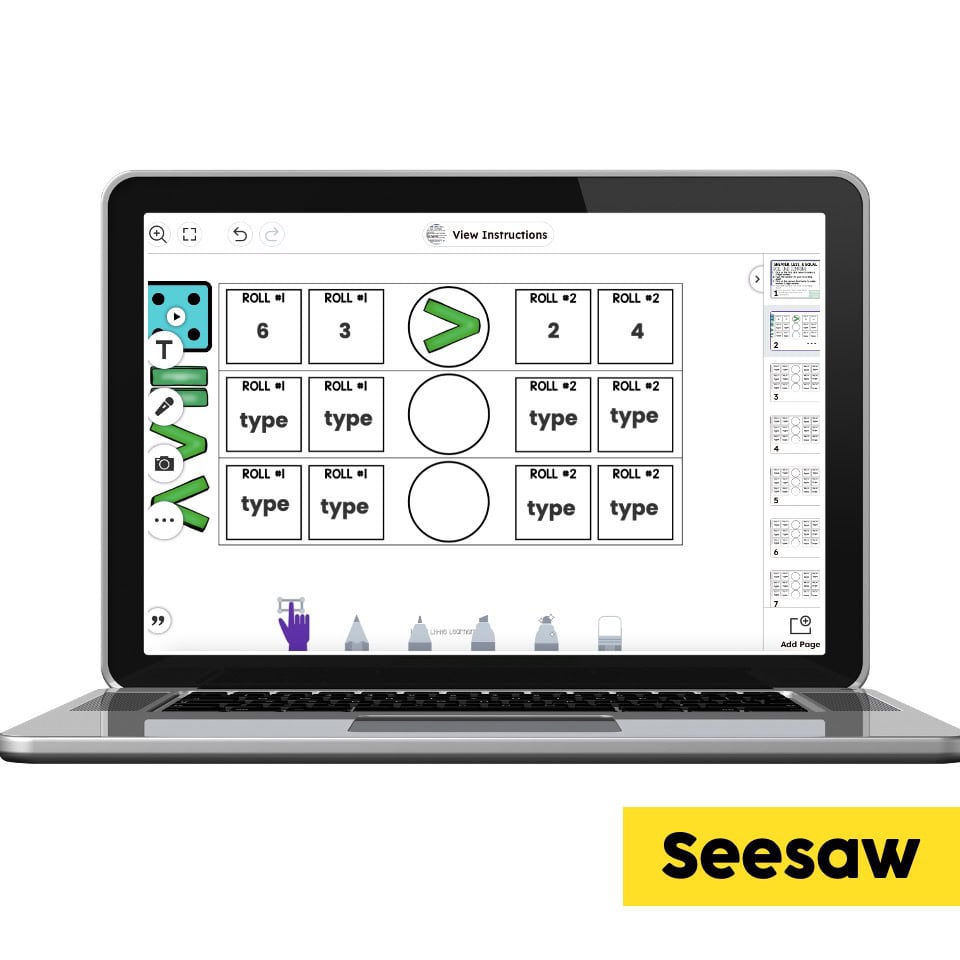 Digital Seesaw - 2nd Grade November Math Center - Greater, Less, and ...