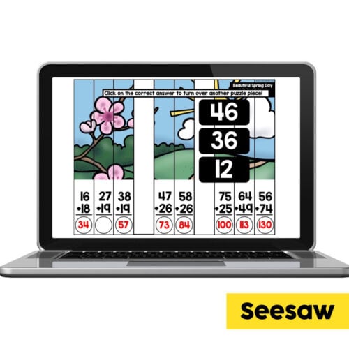 Digital Seesaw April Math Puzzle - 2-Digit Addition With Regrouping ...