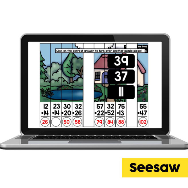 Digital Seesaw April Math Puzzle - 2-Digit Addition Without Regrouping ...