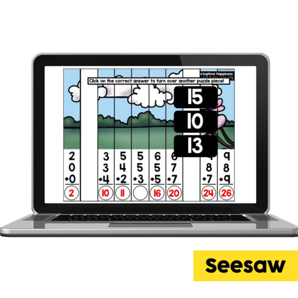 Digital Seesaw April Math Puzzle - Adding 3 Numbers - Lucky Little Learners