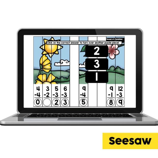 Digital Seesaw April Math Puzzle - Math Facts Subtraction - Lucky ...