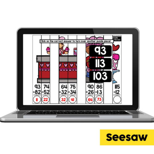 Digital Seesaw February Math Puzzles - 2-Digit Subtraction - Set 1 ...