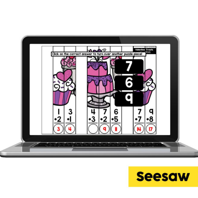 Digital Seesaw February Math Puzzles - Addition - Lucky Little Learners