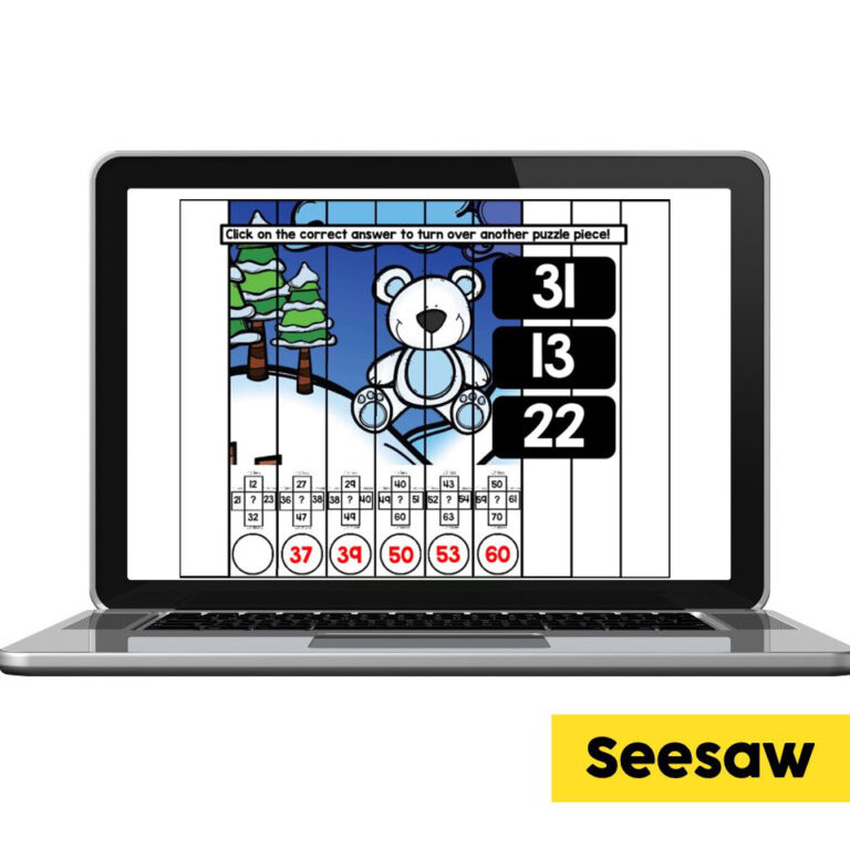 Digital Seesaw January Math Puzzles - 1 More, 1 Less, 10 More, 10 Less ...