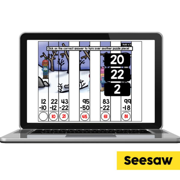 Digital Seesaw January Math Puzzles - 2-Digit Subtraction Without ...