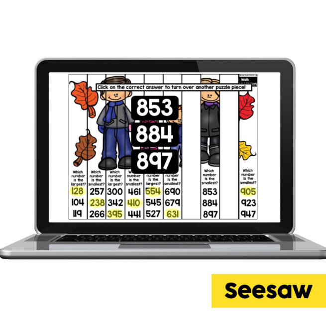 Digital Seesaw November Math Puzzle – Number Comparisons (3-Digit ...