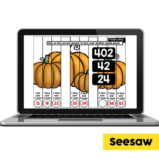 Digital Seesaw October Math Puzzle – Tens and Ones - Lucky Little Learners