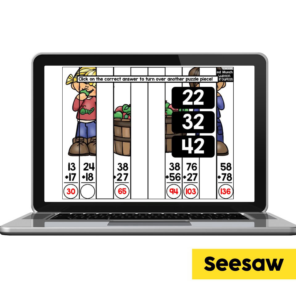 Digital Seesaw September Math Puzzle – 2-Digit Addition With Regrouping ...