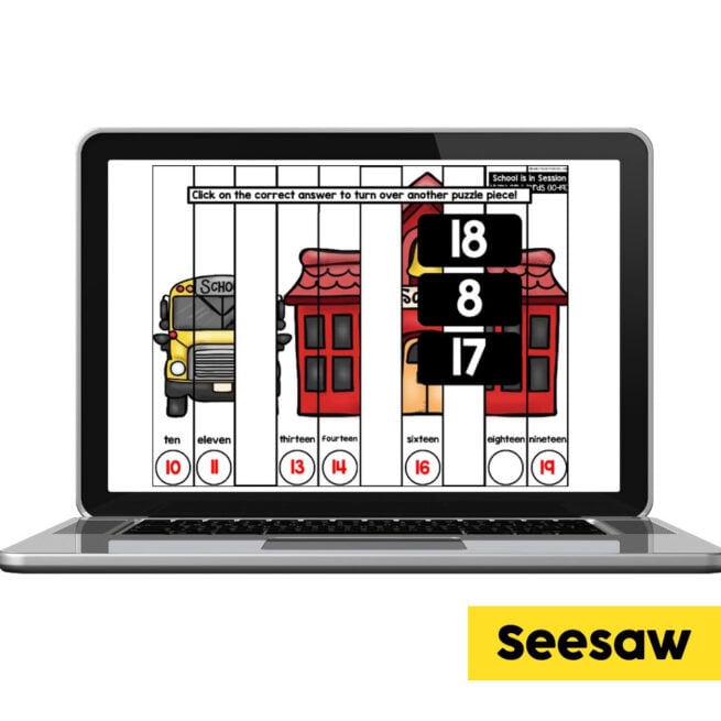 Digital Seesaw September Math Puzzle – Number Words 10-19 - Lucky ...