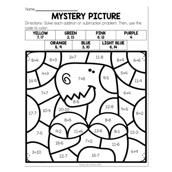 Dinosaur Transformation - Math - Addition and Subtraction - Mystery ...