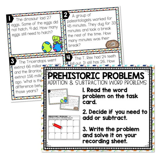 Dinosaur Transformation - Math Center - Addition and Subtraction Word ...