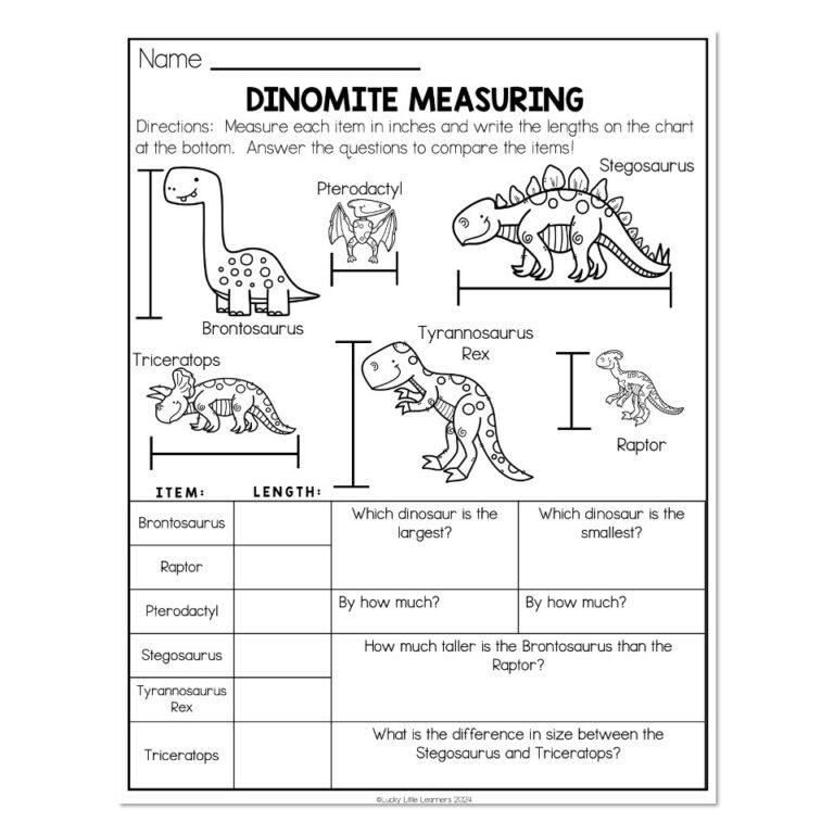 Dinosaur Transformation - Math - Measuring - Measuring Dinosaurs ...