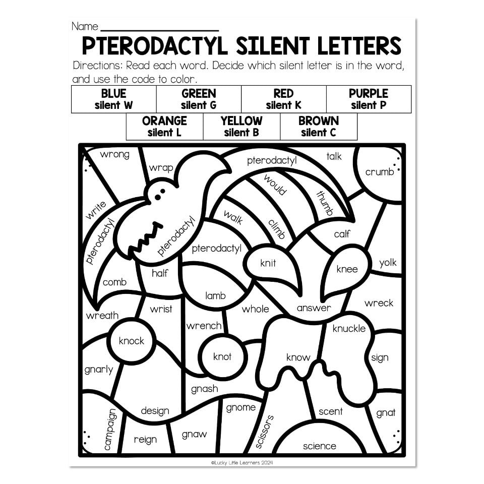Dinosaur Transformation - Phonics - Silent Letters - Lucky Little Learners