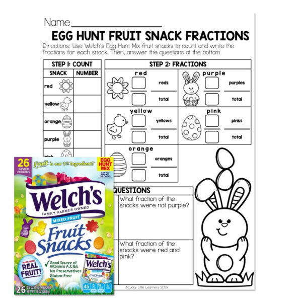Easter Egg Hunt Spring - Fruit Snack Fractions - Lucky Little Learners