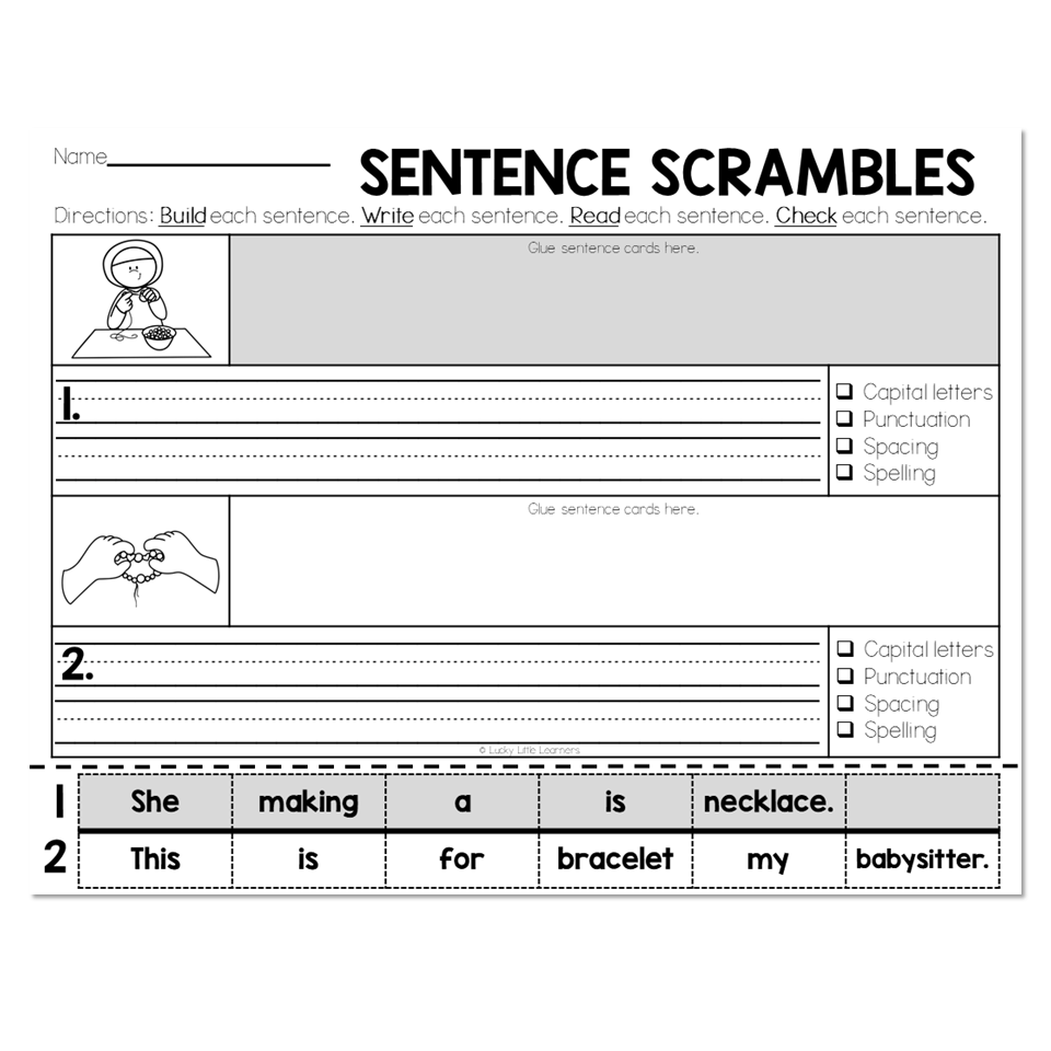 Fall Sentence Scrambles - Level 1 - Page 7 - Lucky Little Learners