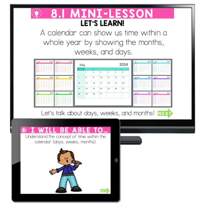 Lucky to Learn Math - 1st Grade - Lesson 8.1 - Calendar - Teaching ...