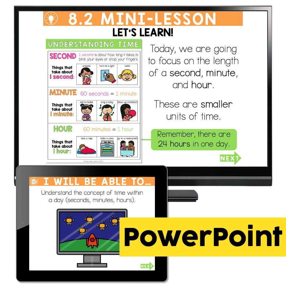 Lucky to Learn Math - 1st Grade - Lesson 8.2 - Concept of Time ...