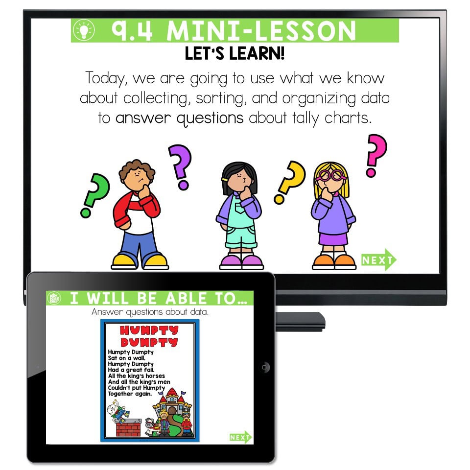 Lucky to Learn Math - 1st Grade - Lesson 9.4 - Data Questions ...