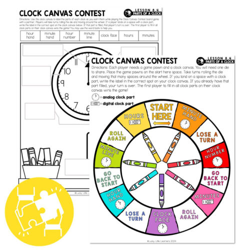 Lucky to Learn Math - 1st - Lesson 8.4 - Parts of a Clock ...
