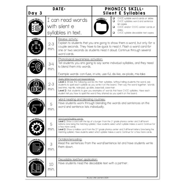 Lucky to Learn Phonics - Syllables - Silent E and Vowel Team Syllables ...