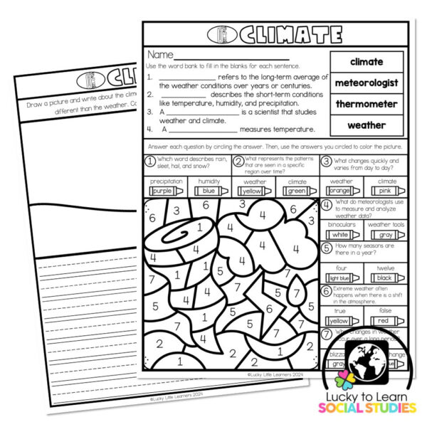 Lucky to Learn Social Studies - Climate - One-Pager - Lucky Little Learners