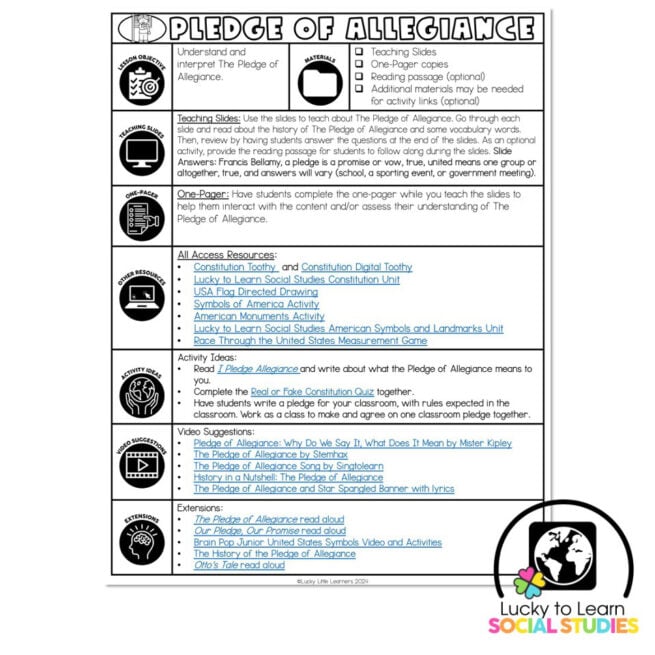 Lucky to Learn Social Studies - Pledge of Allegiance - Teacher's Guide ...