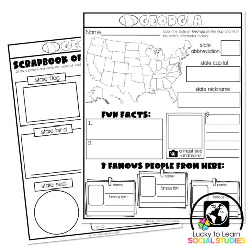 Lucky to Learn Social Studies - US States - Georgia - One-Pager - Lucky ...