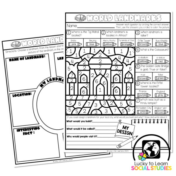 Lucky to Learn Social Studies - World Landmarks - One-Pager - Lucky ...