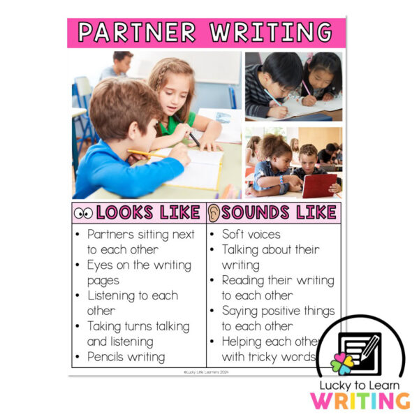 Lucky to Learn Writing - Unit 1 Foundations - Anchor Chart - Partner ...